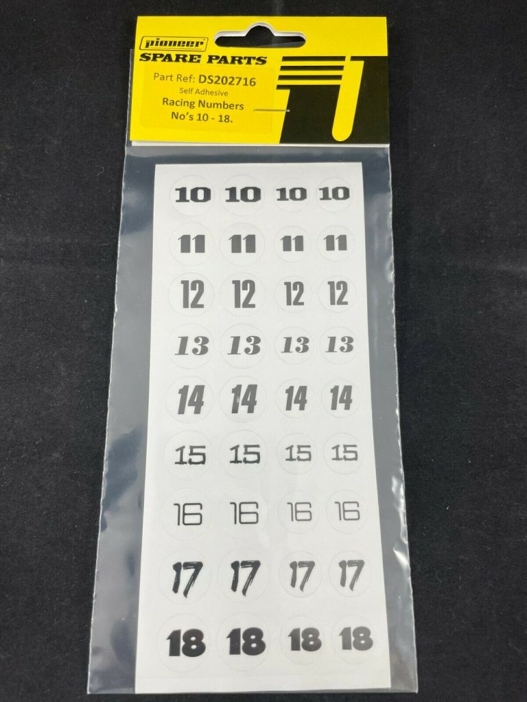 DS202716 PIONEER SELF ADHESIVE DECALS RACING NUMBERS 10 TO 18 - Bonza ...
