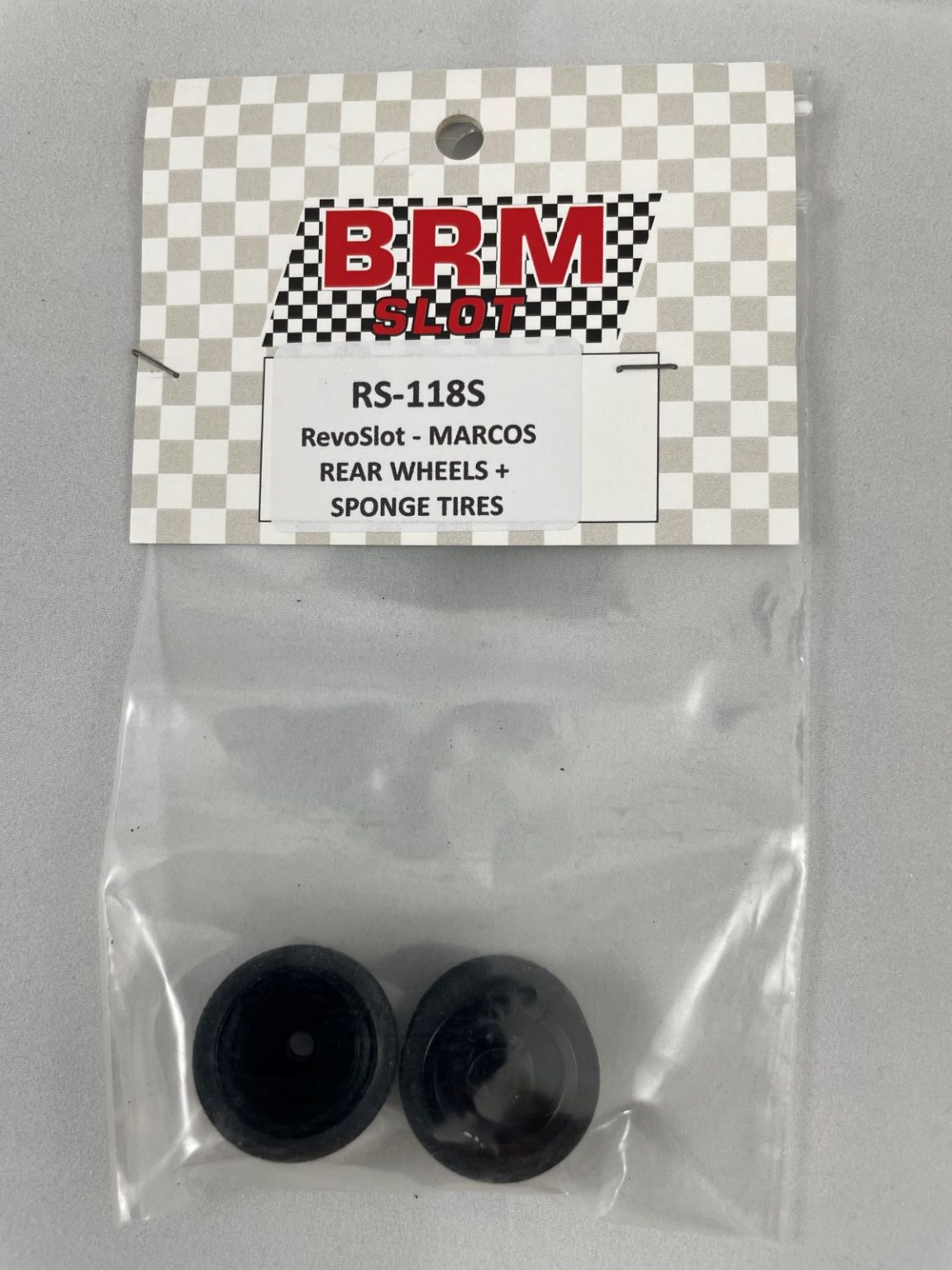 RS118S REVO SLOT MARCOS REAR WHEELS WITH SPONGE TYRES - Bonza Slot Cars ...